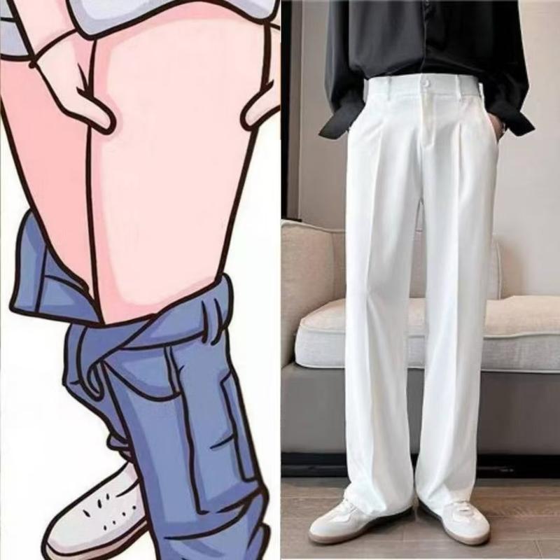 Seluar Kaki Lurus Besar Lelaki, Gaya Kasual, Longgar, Hitam dan ...