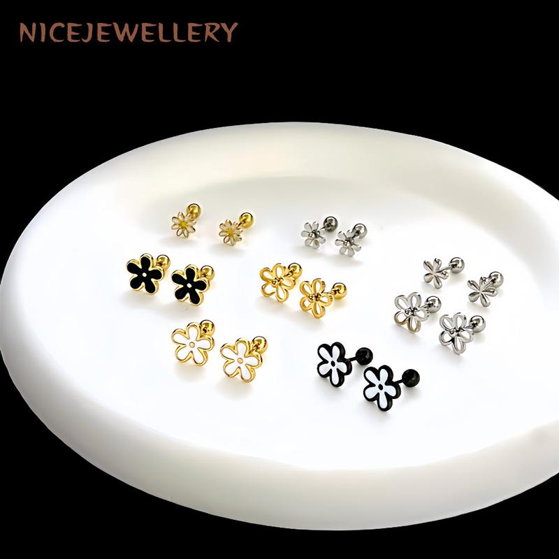Subang Stud Bunga, 20G, Tindik Rawan dan Tragus, 1 PC, Diperbuat ...