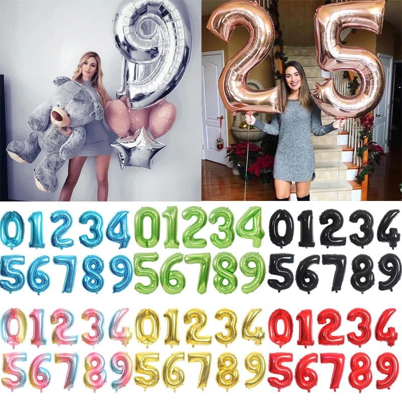 16 Inch Digital Inflated Balloons Big Blue Rainbow Foil Air Balloon ...