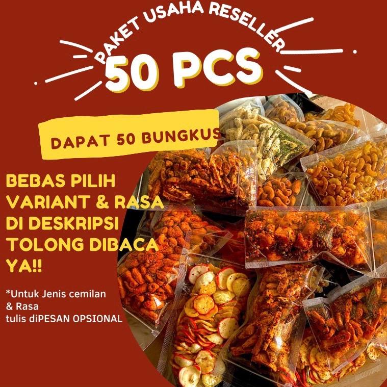 50 BUNGKUS CEMILAN ukuran 50gram BEBAS PILIH +FREE PACKING KARDUS ...
