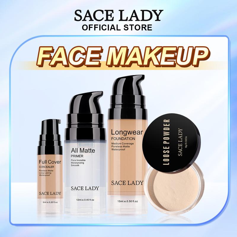[LIVE Exclusive] SACE LADY 4pcs Face Makeup Set Liquid Foundation+Full ...