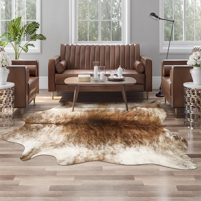 LOCHAS Luxury Western Cowhide Rug - Soft Faux Fur Carpet, Non-Slip ...