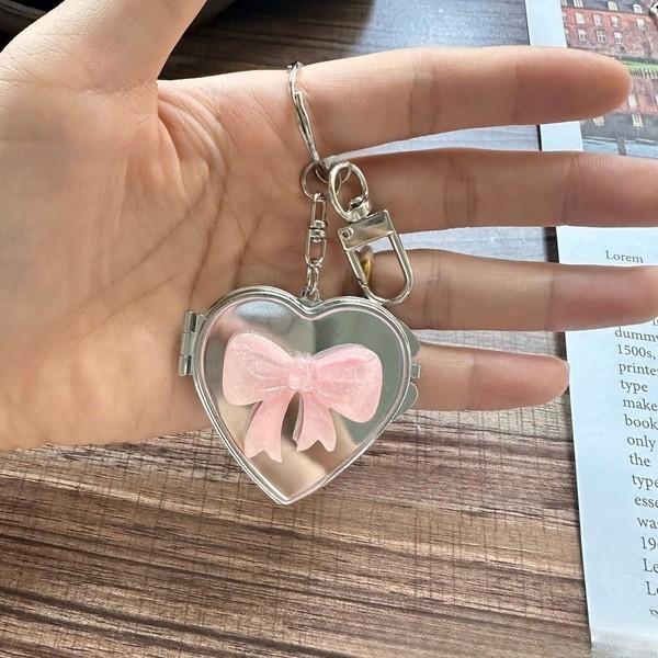 Mirrored keychain Sweet Pink Butterfly Love Heart Mirror Keychain ...