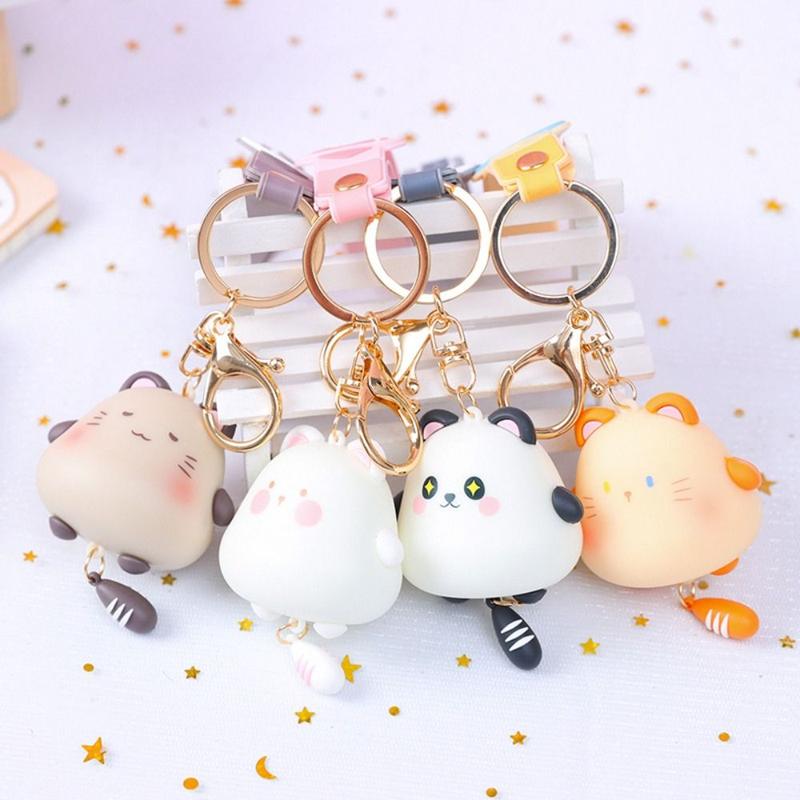 Rantai Kunci Lanyard Cinta Kucing Tersenyum Haiwan, Rekaan Comel ...