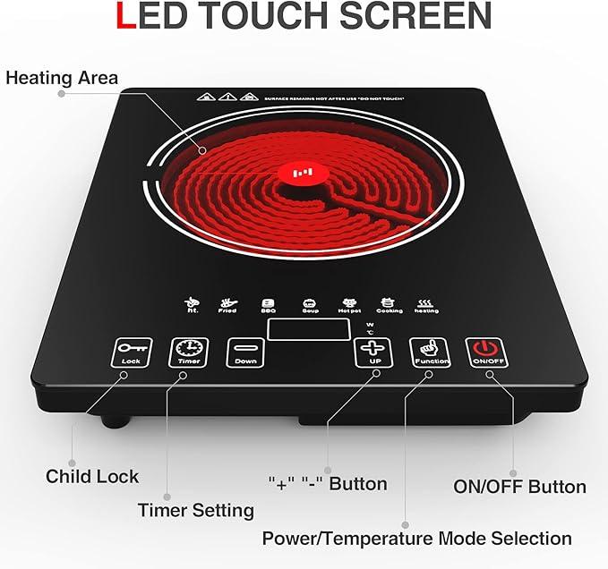 Electric Cooktop, Portable Induction Hob 1800W Single Burner - TikTok Shop