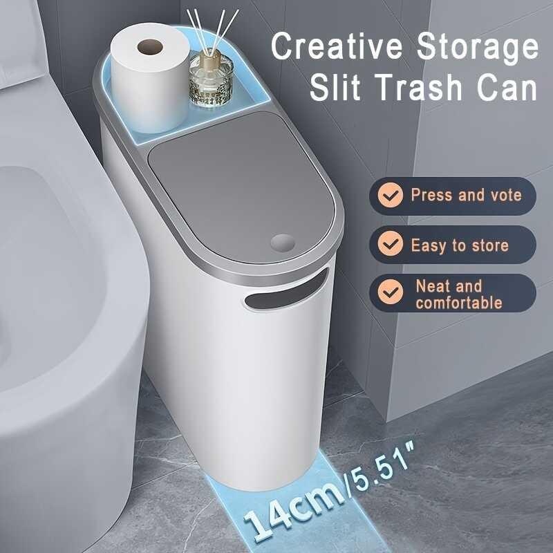 10L Press Type Bathroom Trash Can Narrow Toilet Trash Bin With - TikTok ...