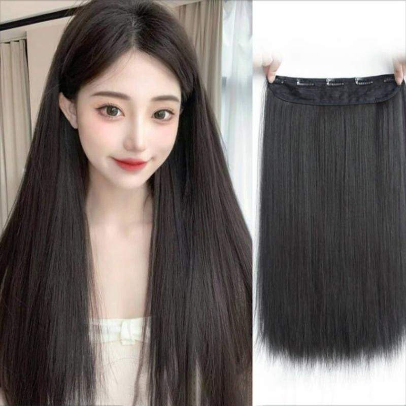 60cm Long Straight Clip In One Piece Synthetic Hair Extensio - TikTok ...