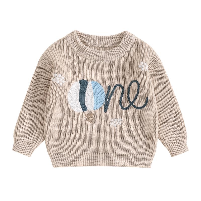 Newborn Boy Birthday Sweater Casual Letter Embroidery Warm Knitted ...