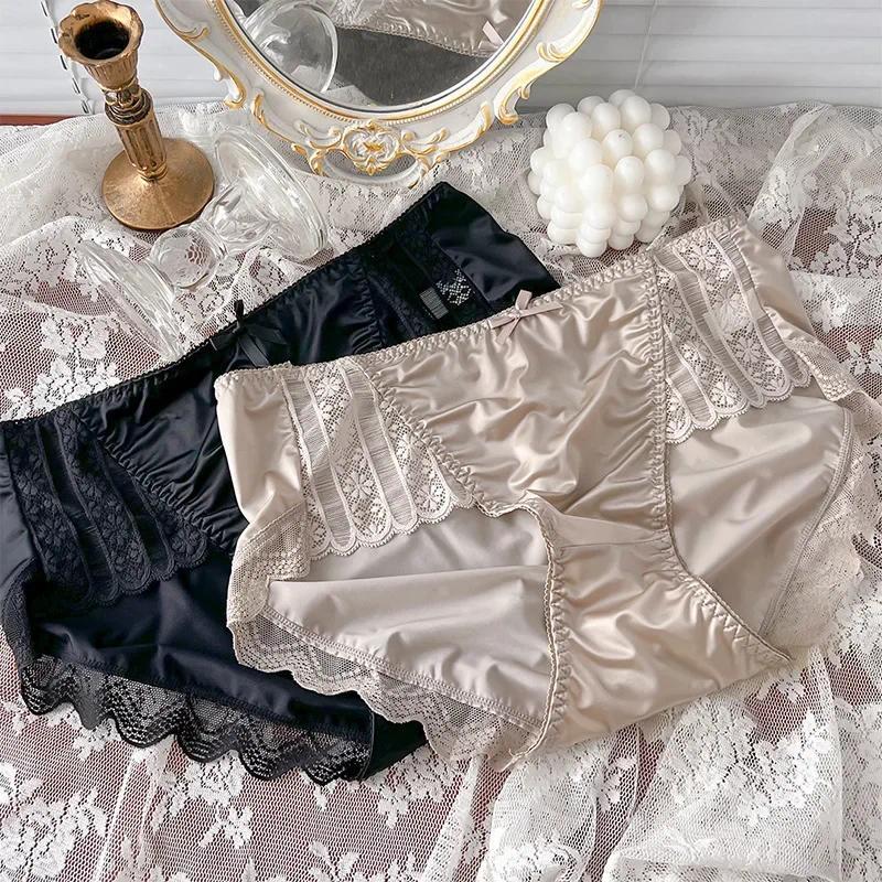 Sexy Women Lace Panties Ice Silk Underwear Culotte Femme Comfort ...