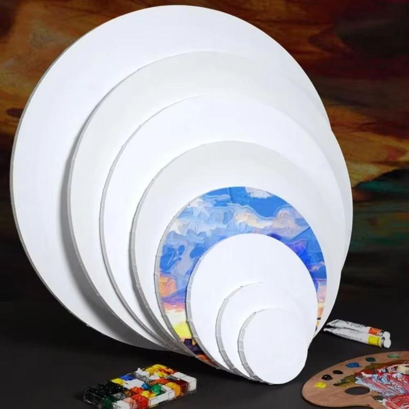 1Pcs New Stretched Canvas Frame Round Painting Canvas Blank Watercolor ...