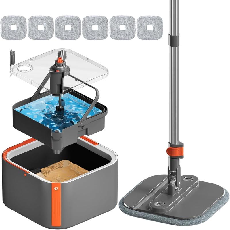 Upgraded Spin Mop and Bucket Set - 360° Foldable Square Mop Bucket ...
