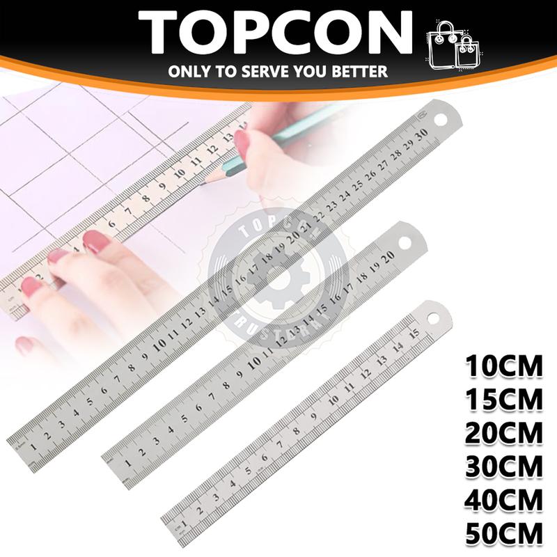 10cm - 50cm Stainless Steel Metal Ruler For Students and Professionals ...