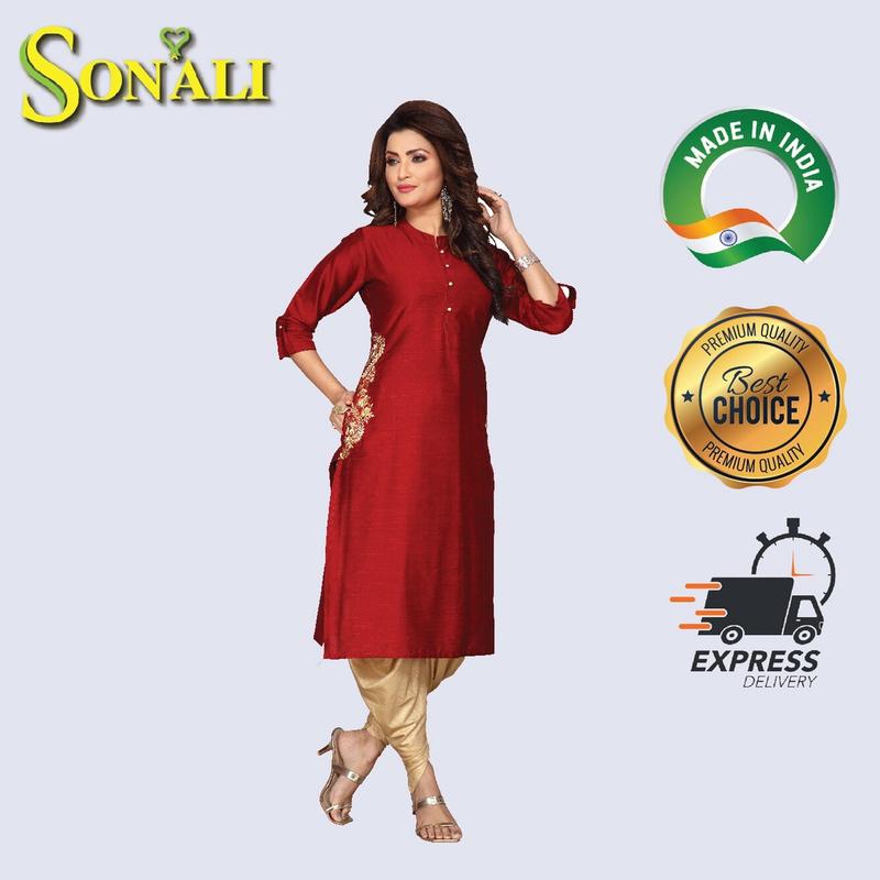 Sonali Ladies Jippa Long Red Dress Modern Casual Indian Traditional ...