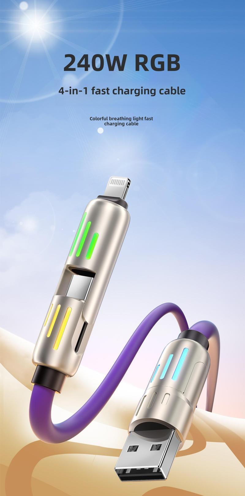 Kabel Data 4-in-1 Type-C 240W Fast Charging – Paduan Aluminium ...