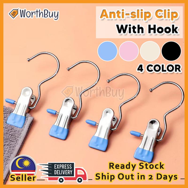 [1PC] Worthbuy Penyepit Baju Windproof Anti-Slip Clip With Hook ...