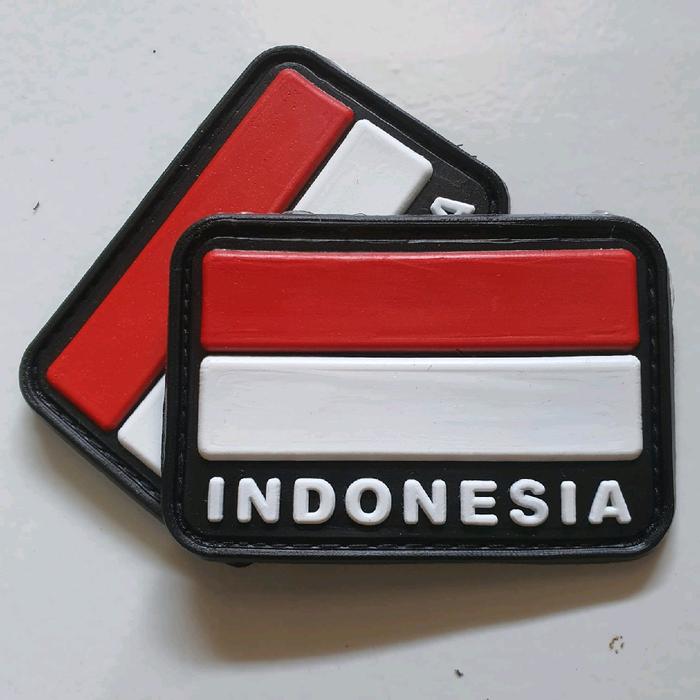 Jual patch rubber bendera merah putih tulisan indonesia oval - tempelan ...
