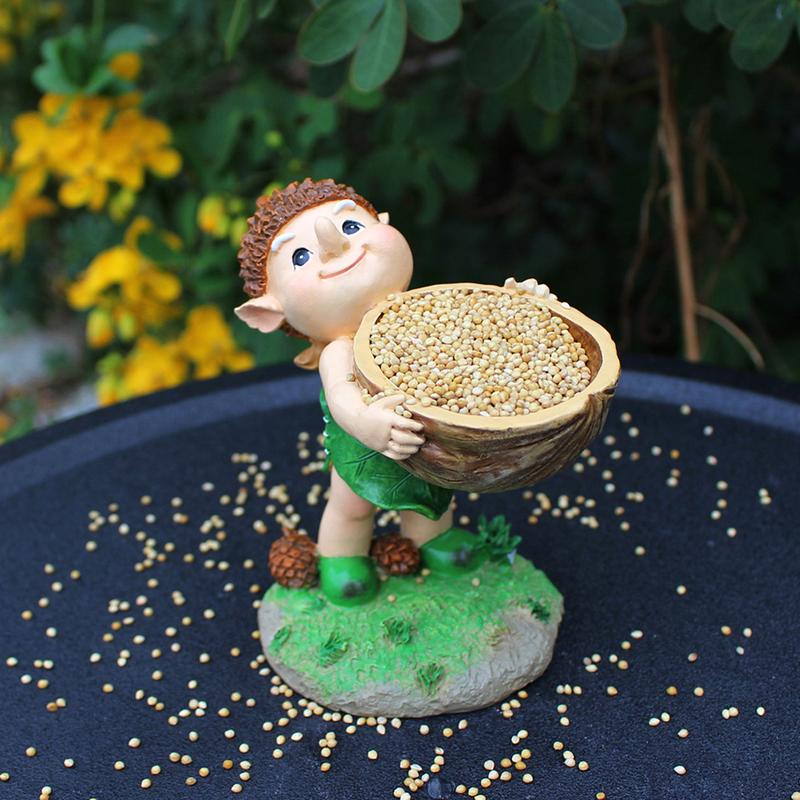 Pdinshz Forest Elf Bird Feeder Resin Elf Figurine with Walnu - TikTok ...