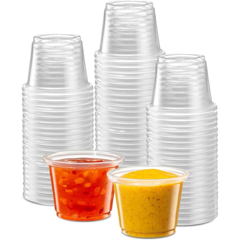 {1 oz,200 Cups} Clear Diposable Plastic Portion Cups No Lids, Small ...