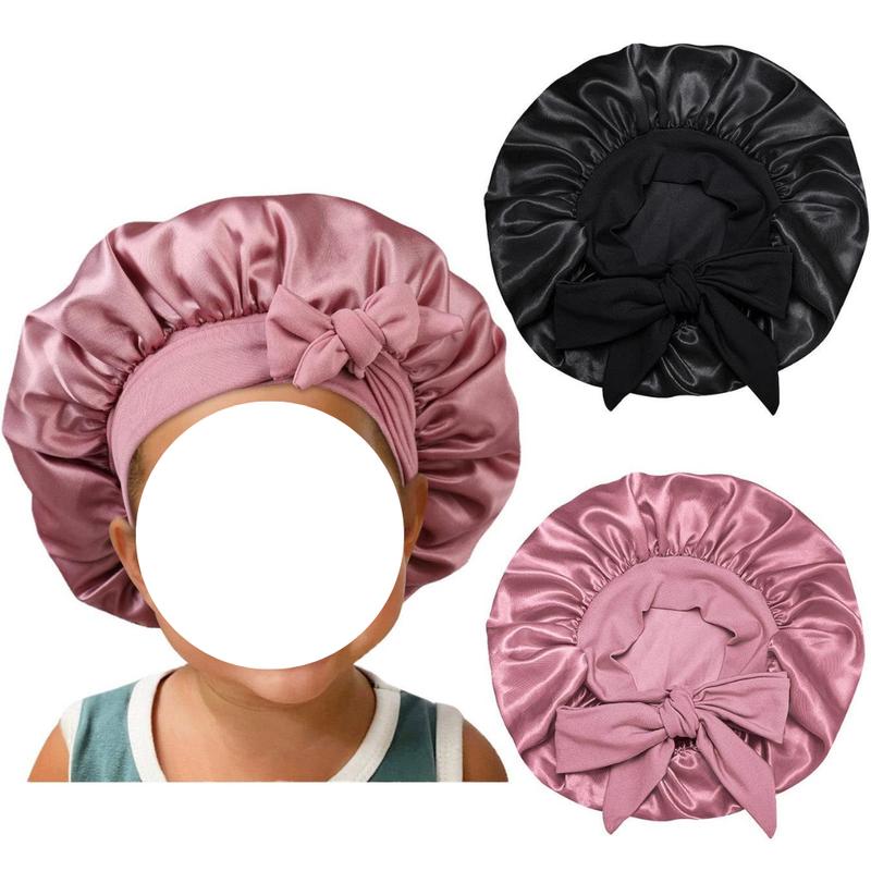 Satin Silk Bonnet Hair Cap: 2pcs Bonnets with Elastic Tie Band ...