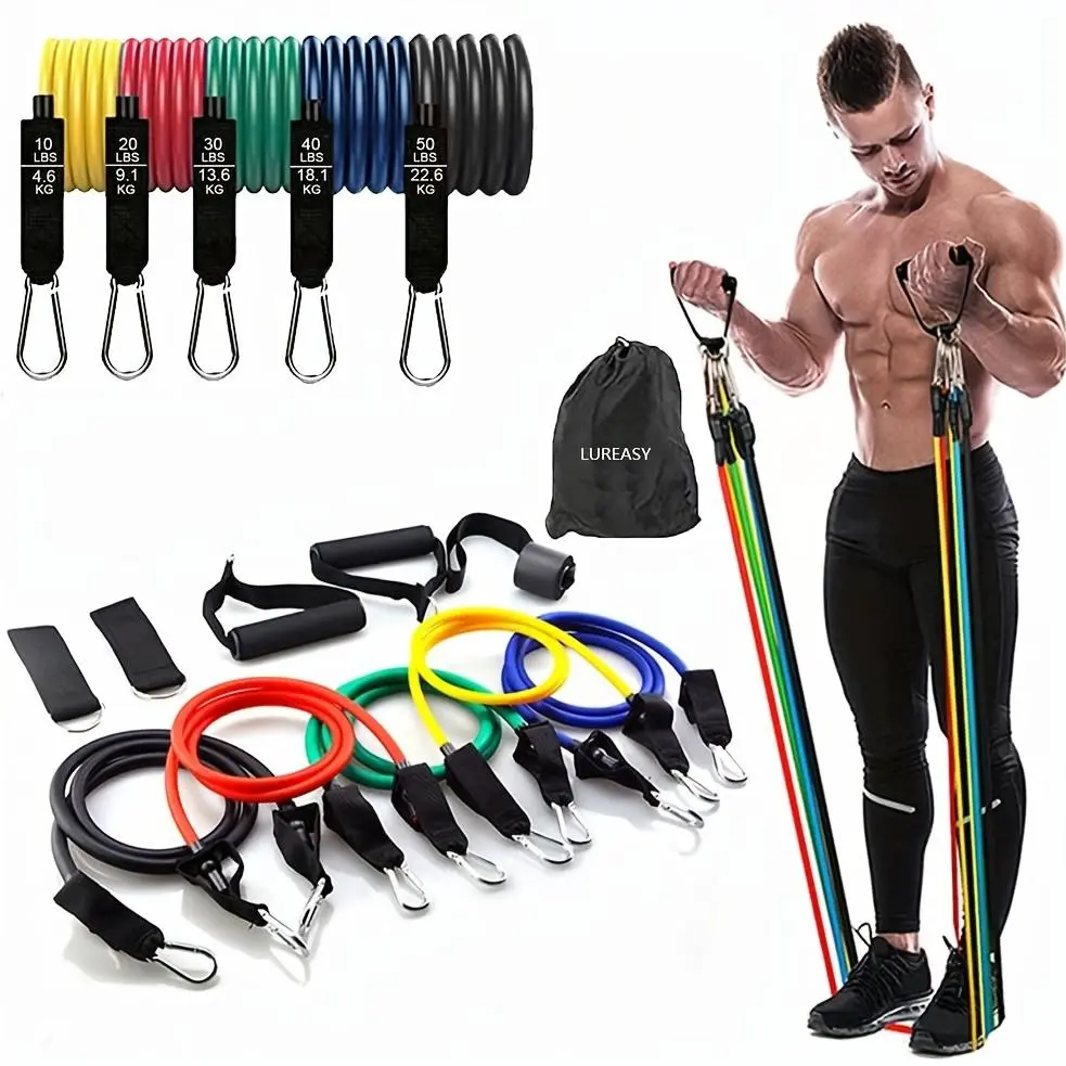 11pcs/set Resistance Band Set, Exercise Bands With Door Anchors, Home ...