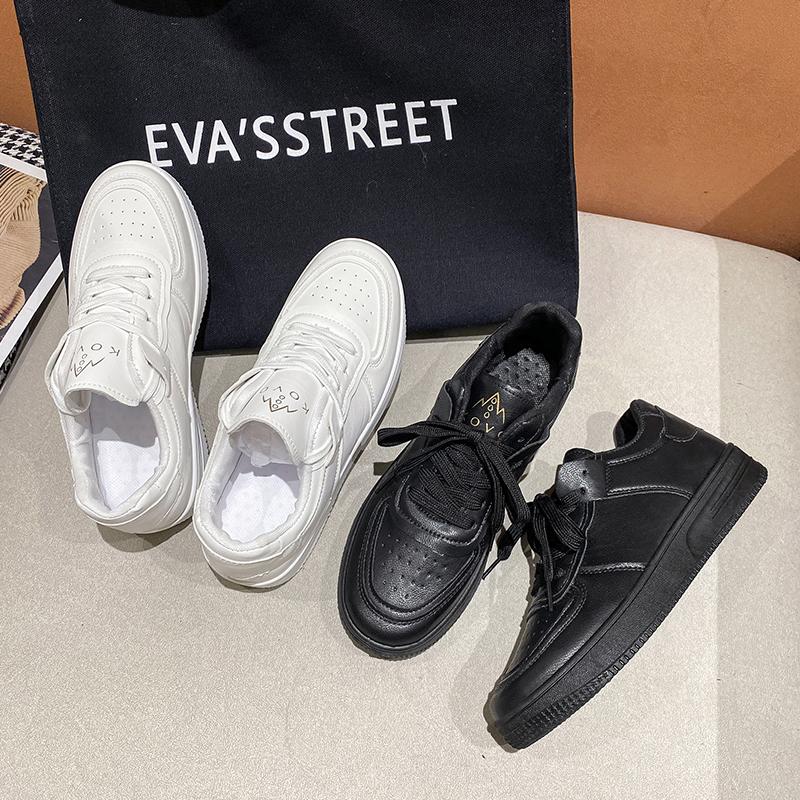 KOVO-D-3 white and black leather shoes new casual female student ...