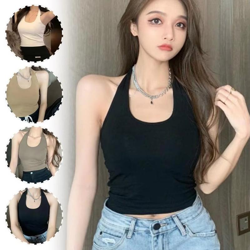 Hanging Neck Halter Tank Top Fashion Sleeveless Polyamide Seamless ...
