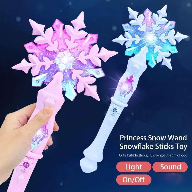 Princess Snow Wand Toy Snowflake Light Sound Sticks Kid Cosplay ...