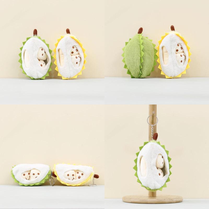 Green Durian Plushie Keychain With Soft Short Fur For Bag Decor ...
