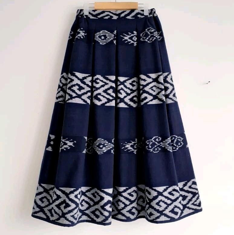 Rok Lipit Panjang Tenun Navy Biru Dongker Pinggang Karet Semata Kaki ...