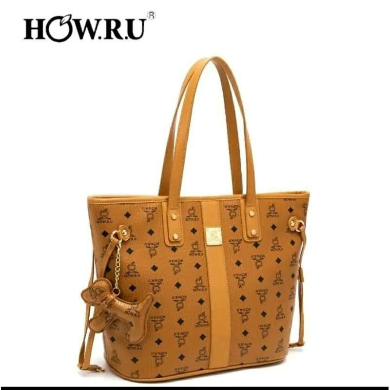 Howru bags tote backbag with keychain PU Leather - TikTok Shop Philippines
