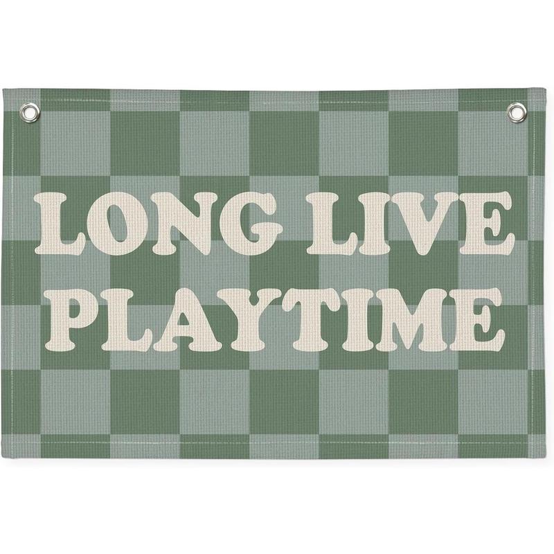 Long Live Playtime Banner, Boy Decor, Sage Green Blue Canvas Banner ...