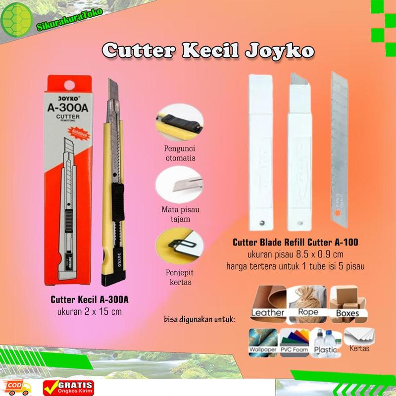 Cutter Kecil Joyko A 300A Auto Lock Refill Isi Cuter Blade Pisau kater ...
