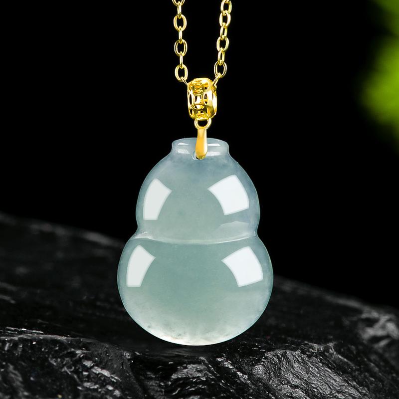 Natural A Cargo Jade Blue Water Calabash Pendent Ice Jade Stone ...