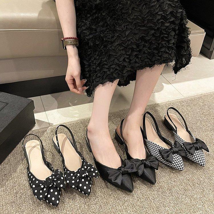 Pointed head thousand bird grid black high heels 2024 foreig - TikTok ...