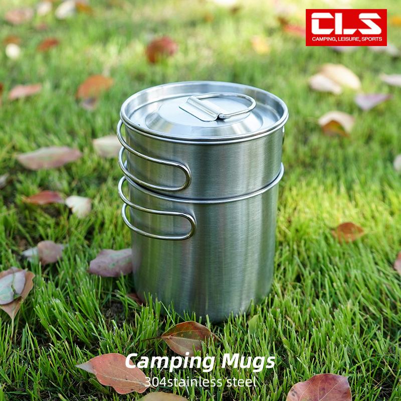 CLS Light Outdoor 304 Stainless Steel Set Pot Backpacker Foldable ...