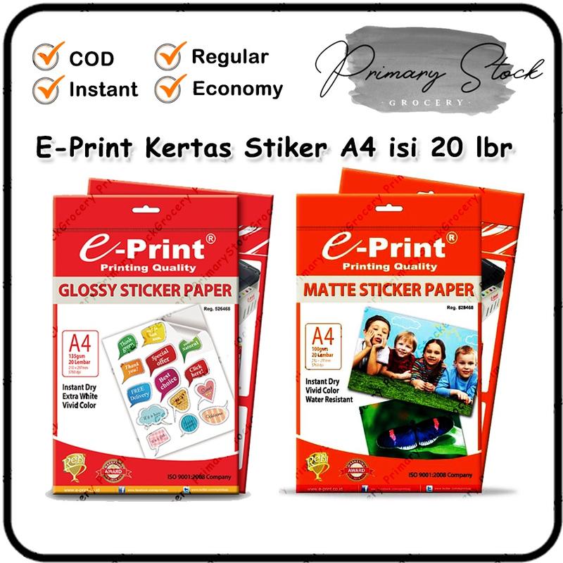 Kertas Stiker A4 Glossy Doff Sticker Mengkilap Inkjet Paper Doff Matte ...
