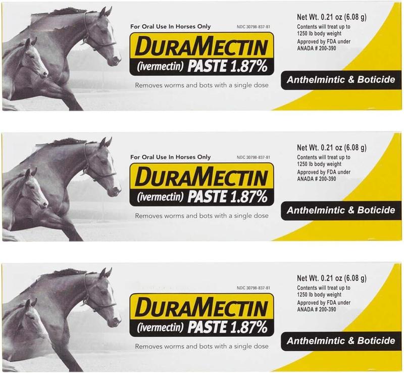 Durvet Duramectin Equine Wormer Paste - 3 Tubes Apple Flavored Organic ...
