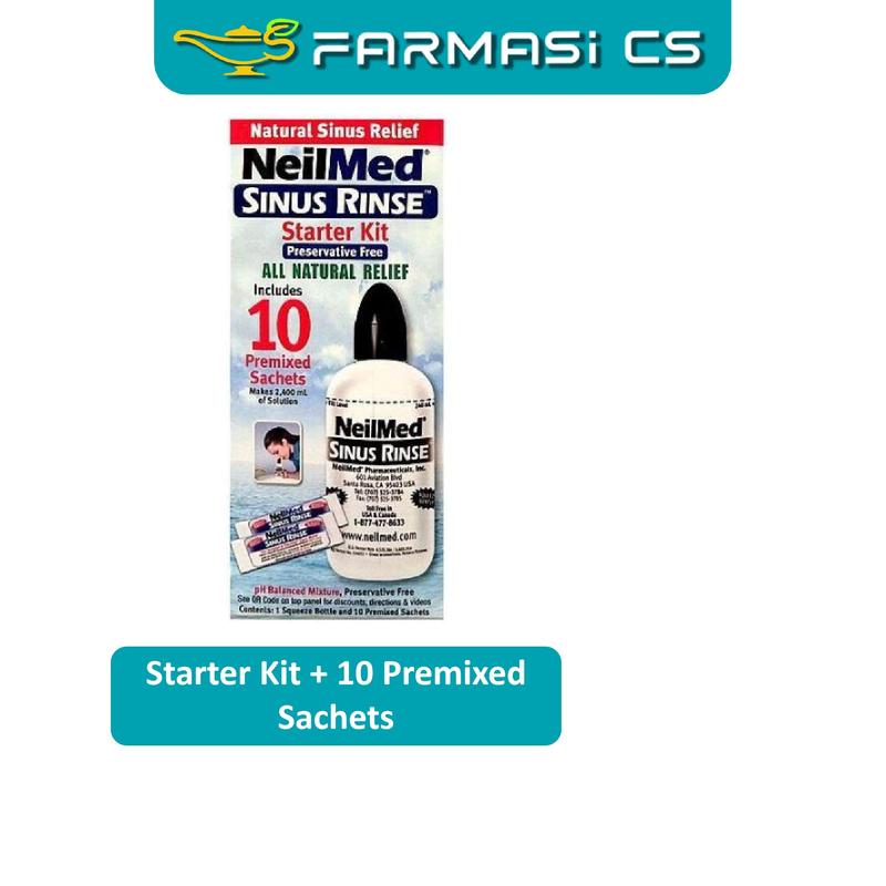 NeilMed Sinus Rinse Starter Kit + 10 Premixed Sachets EXP:05/2028 ...