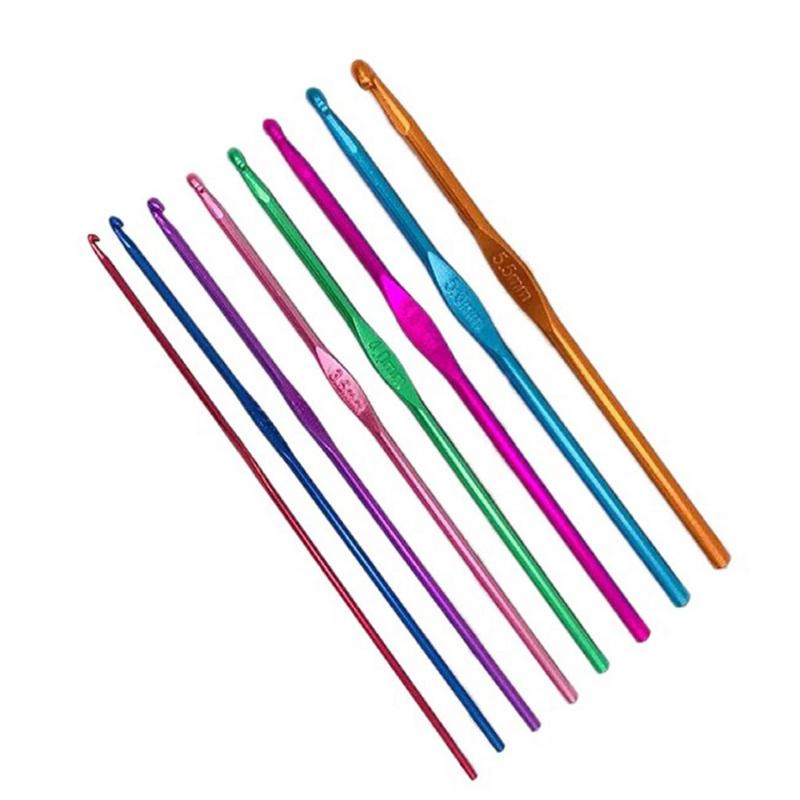 Rmpdefy 8Pcs 2-55mm Different Size Colored Aluminum Crochet Hooks ...