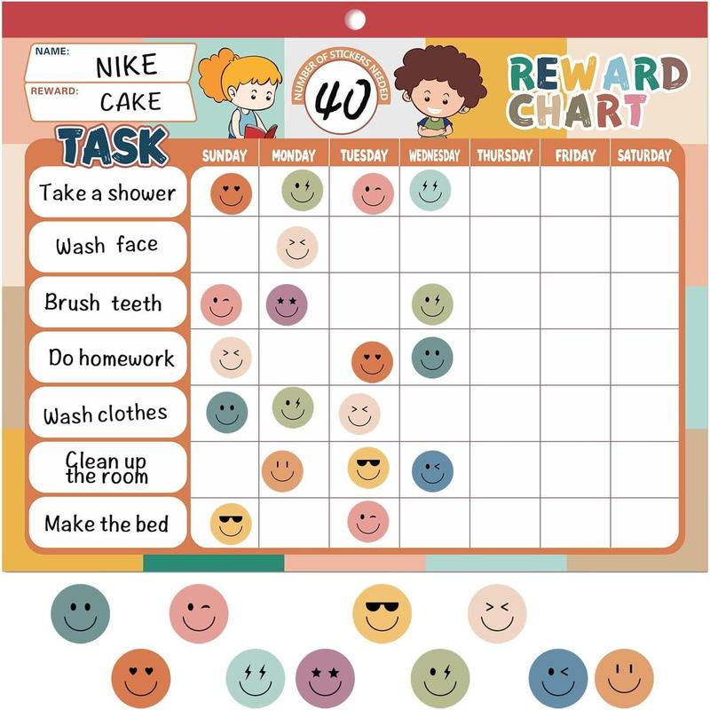 2 Chore Charts Behavior Reward Chart System,Sticker Chore Chart ...