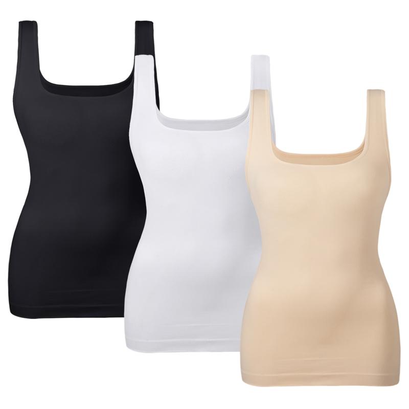 Women's Tummy Control Shapewear Tank Tops Seamless Square Neck - TikTok ...