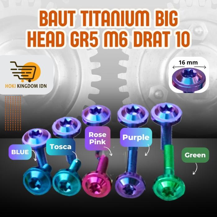 Jual Baut Titanium Gr5 Big Head M6 x 10 15 20 25 30 35 40 45 Drat 10 ...