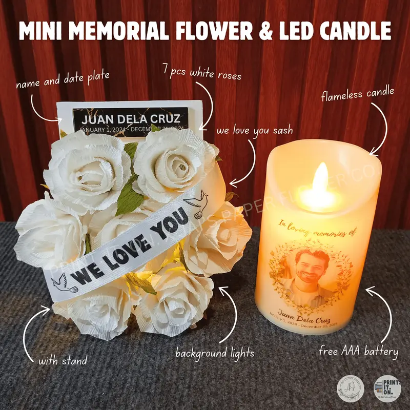 MINI MEMORIAL FUNERAL FLOWER AND LED CANDLE | PRINT. IT. ON. - TikTok ...