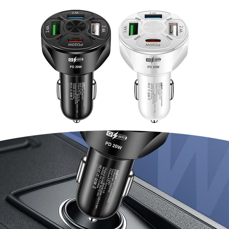 32W 4-In-1 3USB+PD Mobile Phone Car Charger USB PD Quick Charge ...