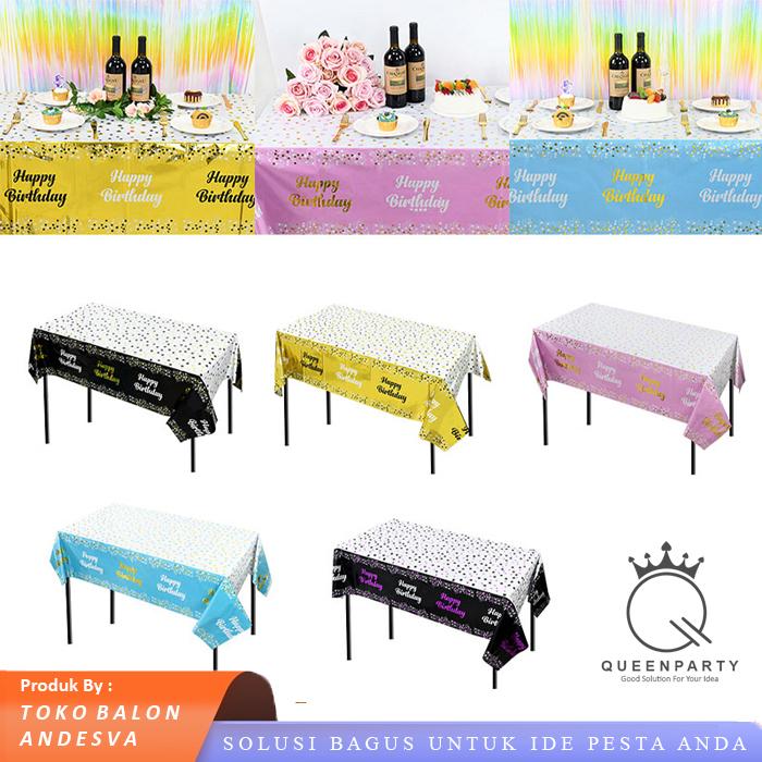Taplak Meja Motif HBD / taplak meja plastik / Table Cover HBD / taplak ...
