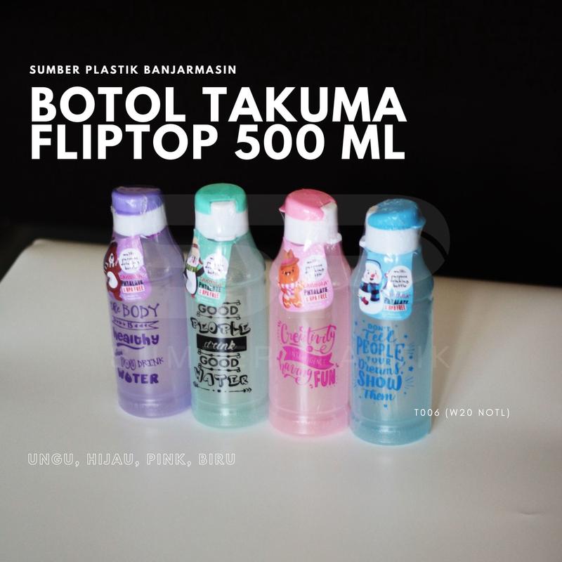 Botol Minum Plastik Botol Air Takuma Fliptop 500 ml Bulat Souvenir ...