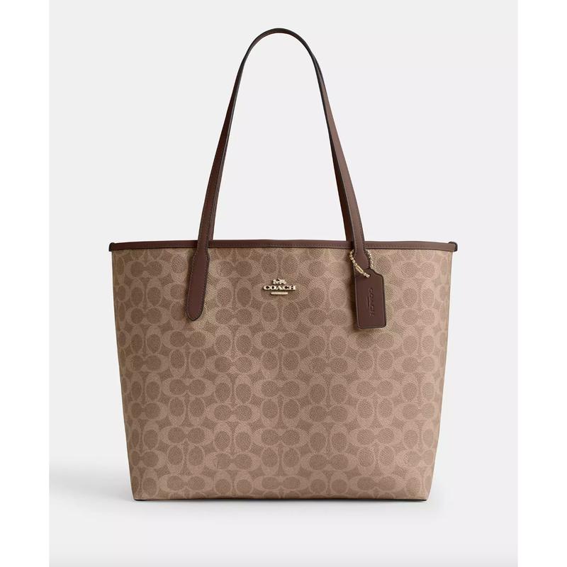 (READY STOCK RAYA) Coach Open City Tote In Signature Gold Ta - TikTok ...
