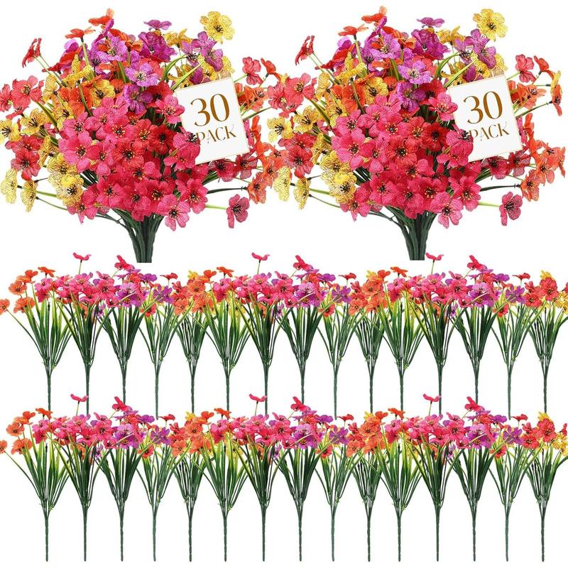 30 Bundles Artificial Flowers for Outdoors UV Resistant No Fade Eucalyptus Violets Fake Flowers ...