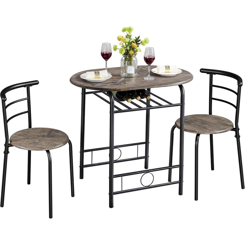 Yaheetech 3 Piece Dining Table Set, Kitchen Table & Chair Sets for 2, Compact Bistro Table Set ...