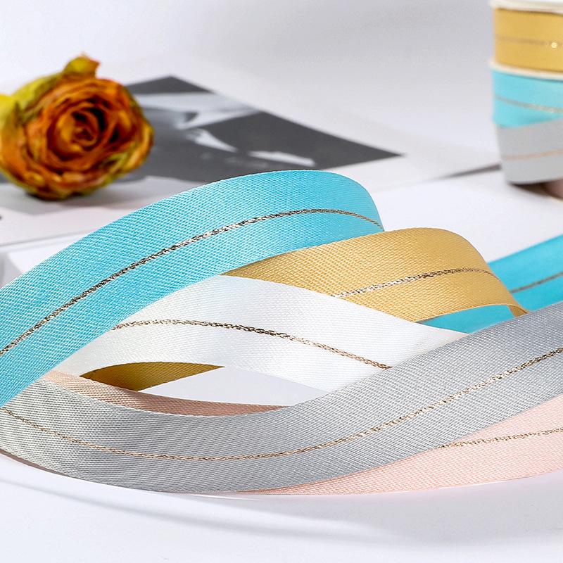 Korean Style Custom Polyester Plain Gold Thread Ribbon for Clothing ...